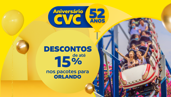 DESCONTO DE ATÉ 15% NOS PACOTES PARA ORLANDO – CVC AGENTES